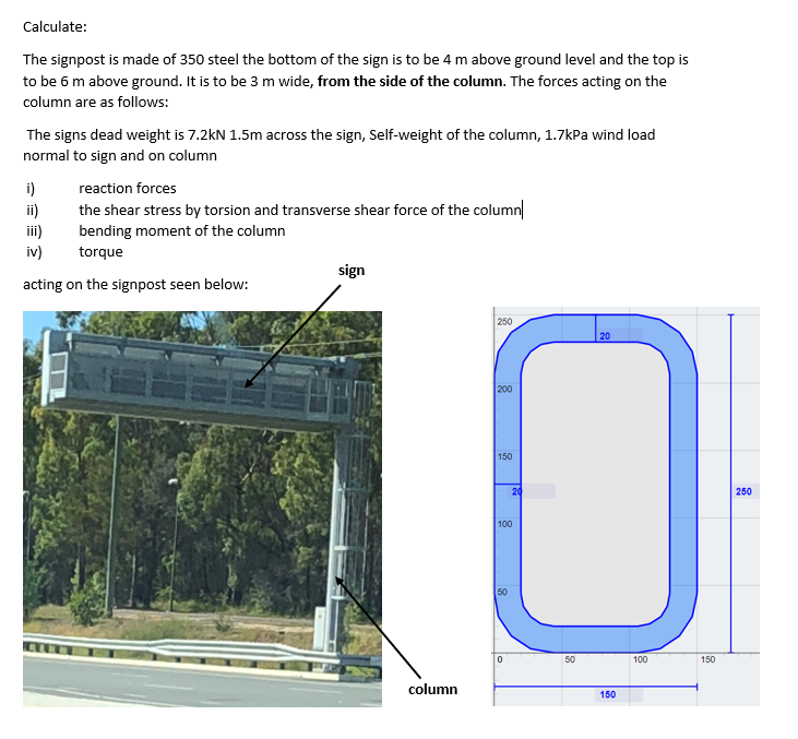 Solved Calculate: The signpost is made of 350 steel the | Chegg.com