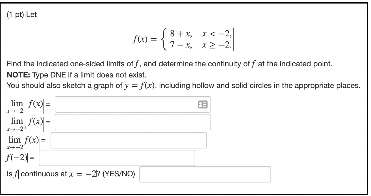 Solved (1 pt) Use the given graphs of the function f (left, | Chegg.com
