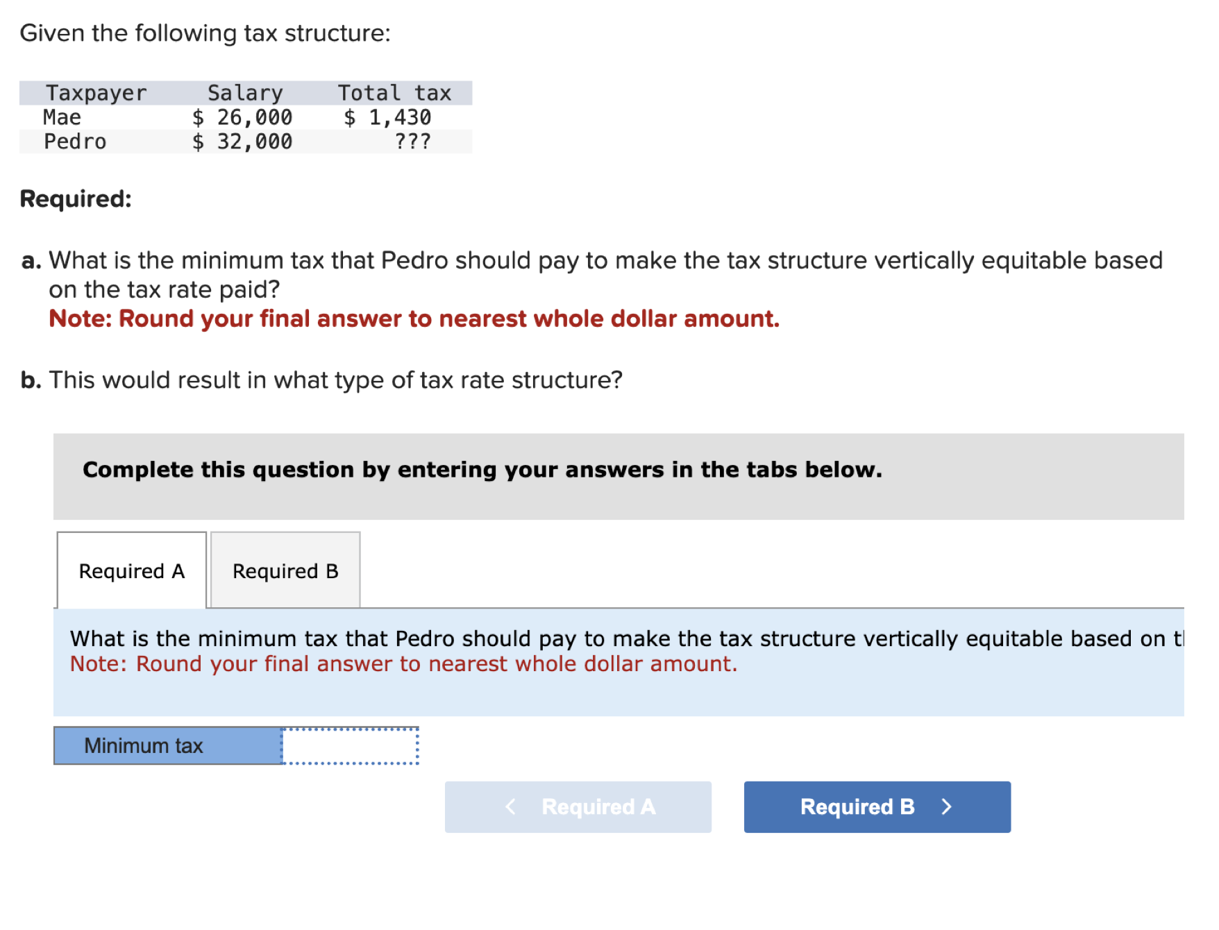 Given the following tax structure:Taxpayer Salary | Chegg.com