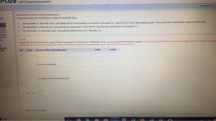 Solved Exercise 5-5 (Part Level Submission) Presented below | Chegg.com