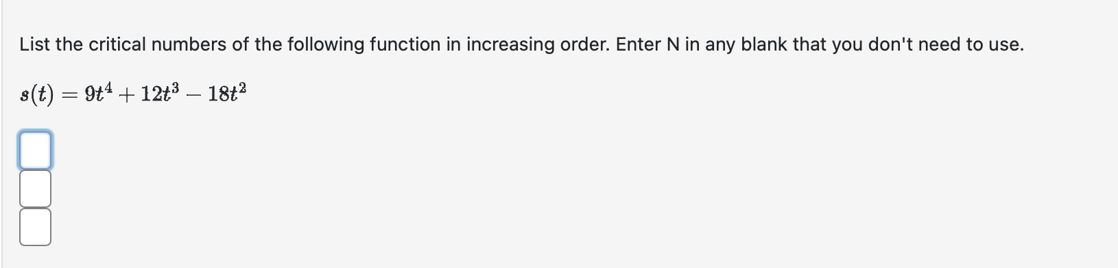 Solved List the critical numbers of the following function | Chegg.com