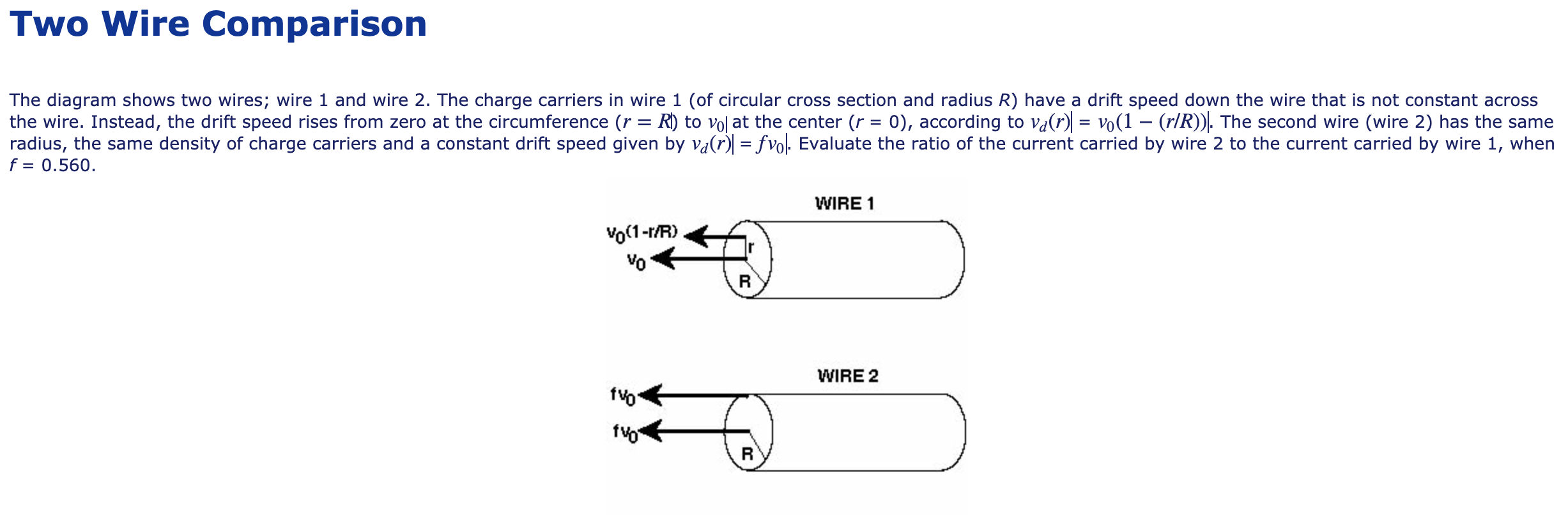 Solved Two Wire Comparison The diagram shows two wires; wire | Chegg.com