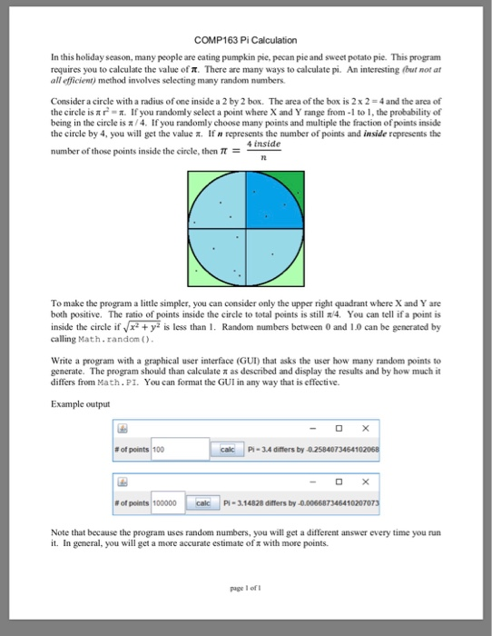 Solved | | COMP163 Pi Calculation In this holiday season, | Chegg.com