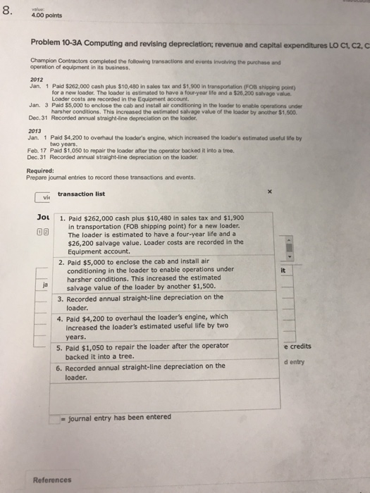 Solved 4.00 points Problem 10-3A Computing and revising | Chegg.com