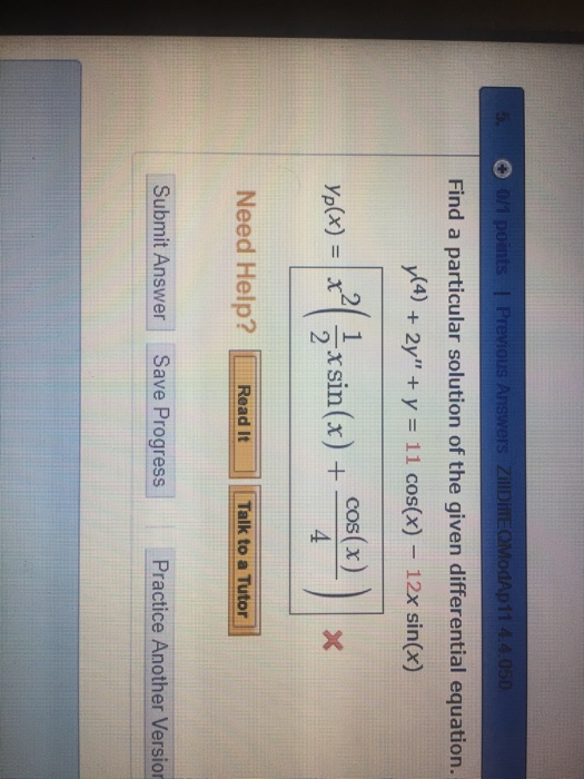 Solved Find a particular solution of the given differential | Chegg.com