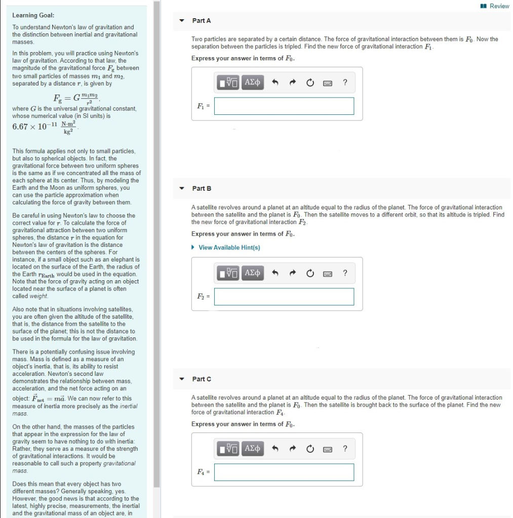 Solved: Review Part A Two Particles Are Separated By A Cer... | Chegg.com