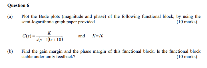 Solved (a) Plot the Bode plots (magnitude and phase) of the | Chegg.com