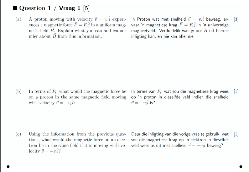 Solved (a) A proton moving with velocity v=vii^ experiences | Chegg.com