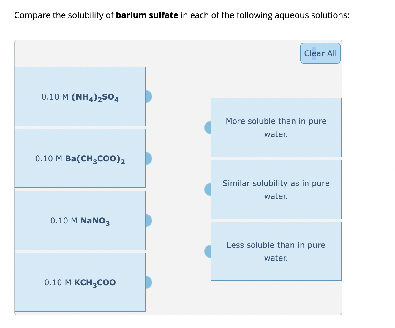 Solved Compare the solubility of barium sulfate in each of | Chegg.com
