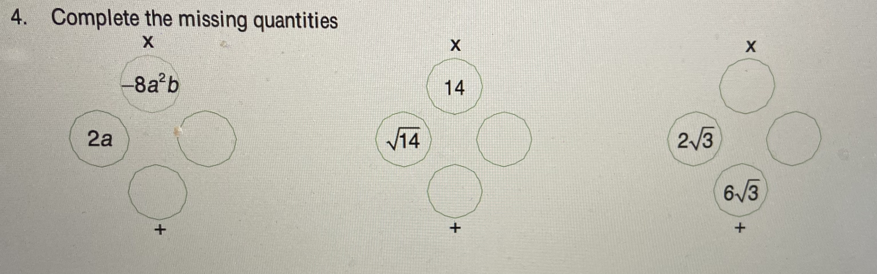 Solved 4. Complete the missing quantities | Chegg.com