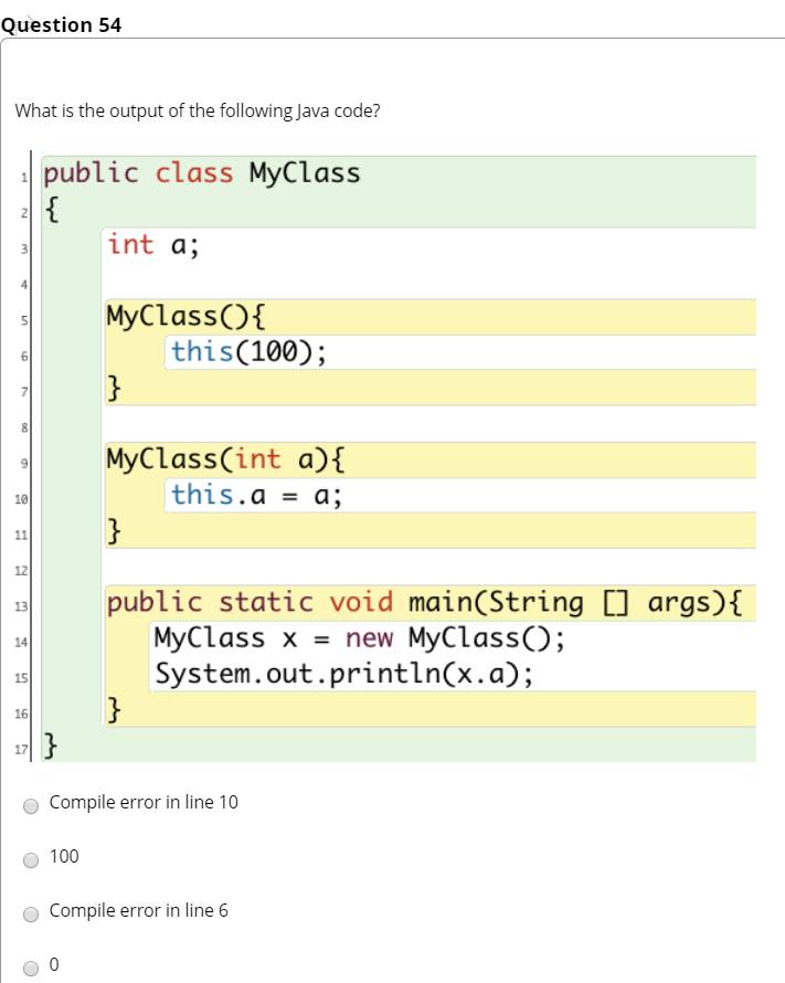 Solved Question 51 What is the output of the following code? | Chegg.com