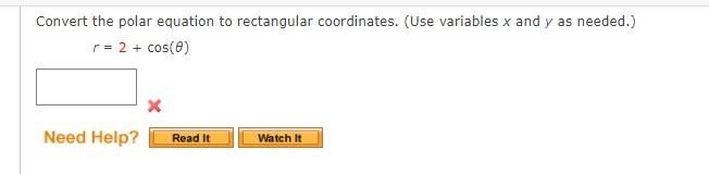 Solved Convert the polar equation to rectangular | Chegg.com