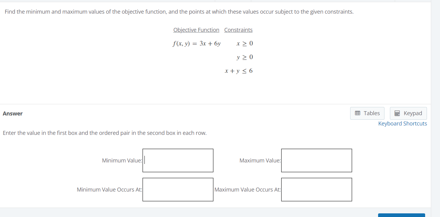 Solved Find the minimum and maximum values of the objective | Chegg.com | Chegg.com