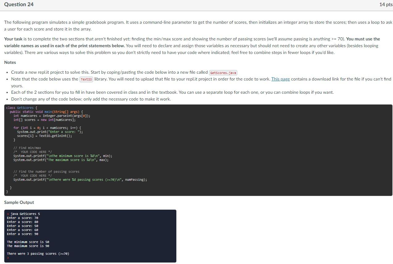 Solved Question 24 14 pts The following program simulates a | Chegg.com