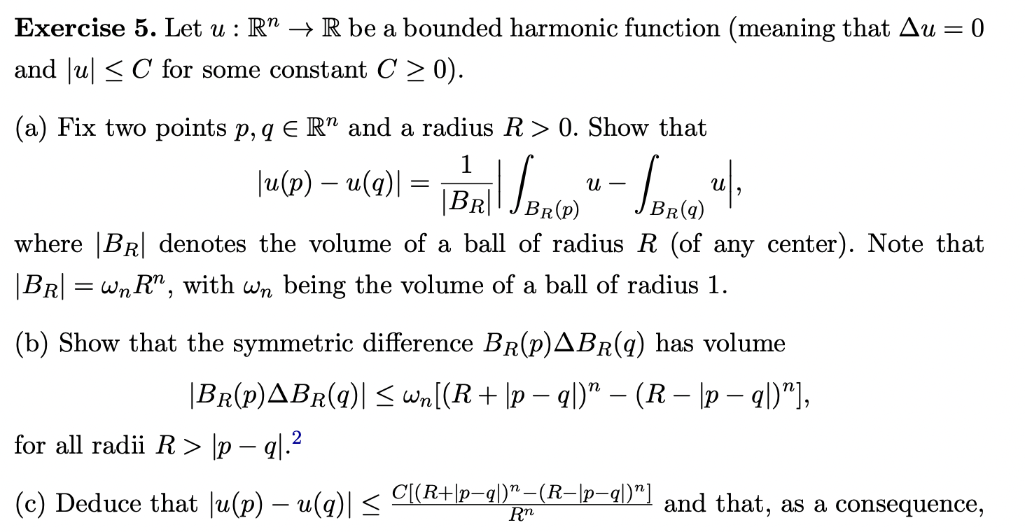 Exercise 5. Let u:R” + R be a bounded harmonic | Chegg.com
