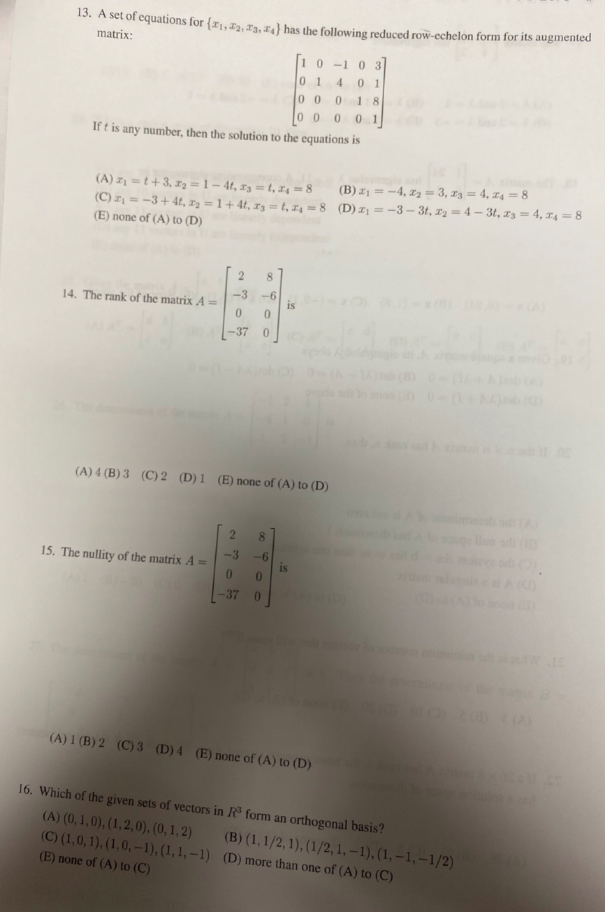 Solved 13. A set of equations for {x1,x2,x3,x4} has the | Chegg.com