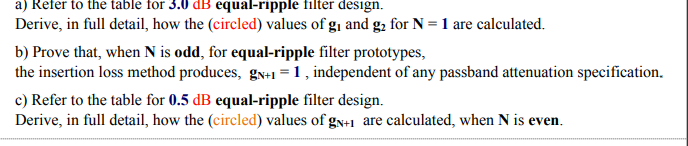 Solved a) Refer to the table for 3.0 dB equal-ripple filter | Chegg.com