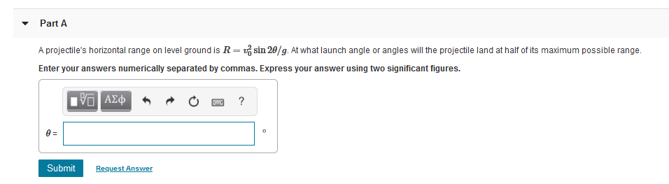 Solved Part A A projectile's horizontal range on level | Chegg.com