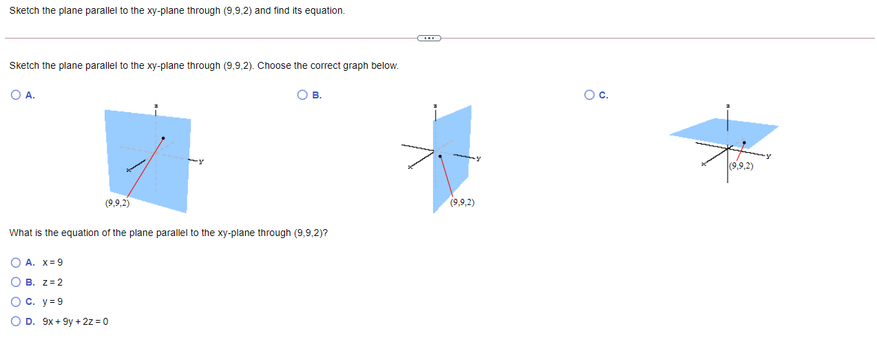 Solved Sketch the plane parallel to the xy-plane through | Chegg.com