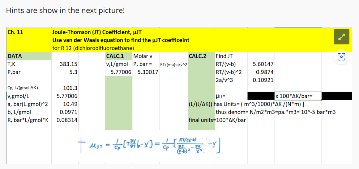 Solved - Find the Joule-Thomson coefficient μJT(ΔKelvin/bar) | Chegg.com