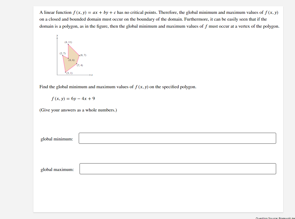 Solved A linear function f(x,y)=ax+by+c has no critical | Chegg.com