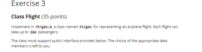 Solved Exercise 3 Class Flight (35 points) Implement in | Chegg.com