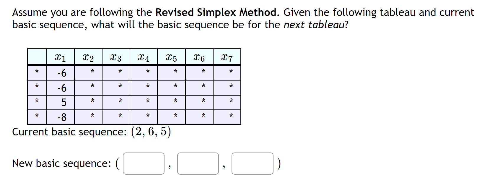 Solved Assume you are following the Revised Simplex Method. | Chegg.com