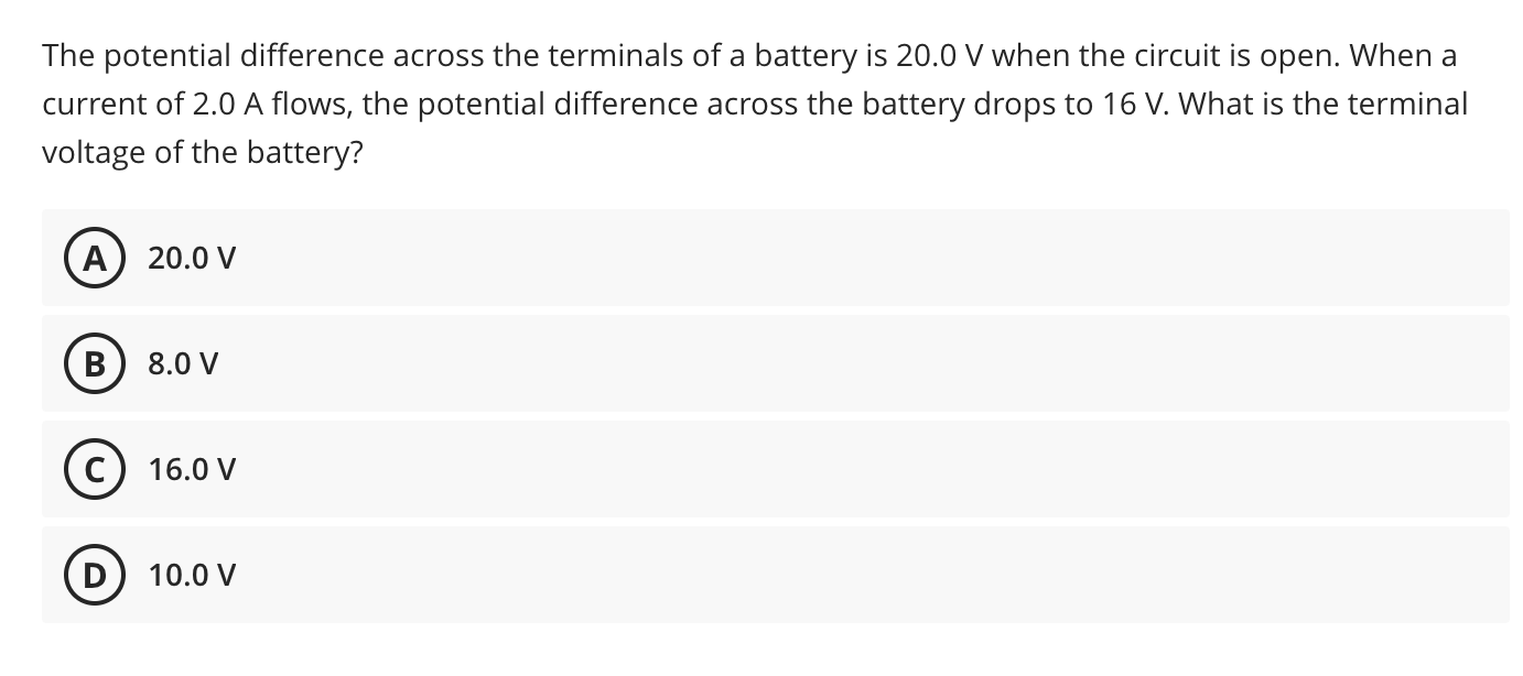 Solved The potential difference across the terminals of a | Chegg.com