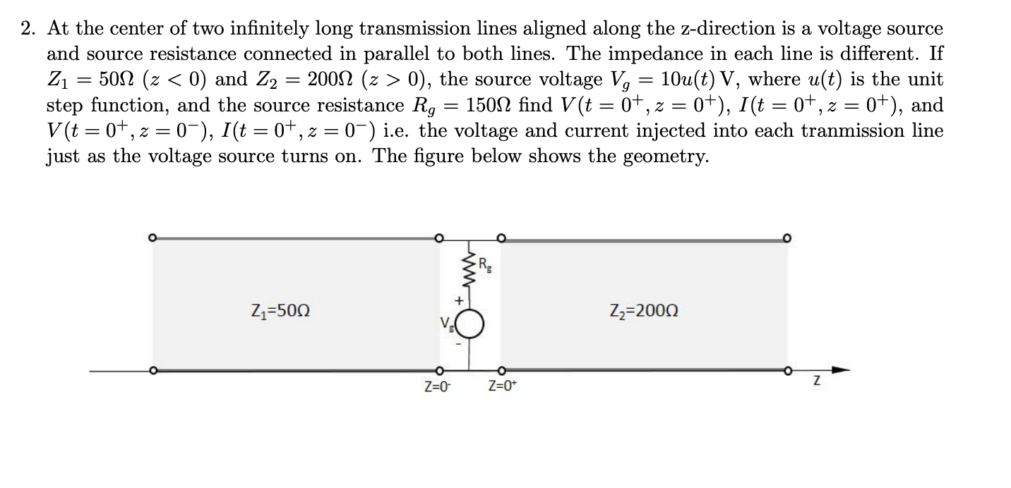 Solved 2. At the center of two infinitely long transmission | Chegg.com
