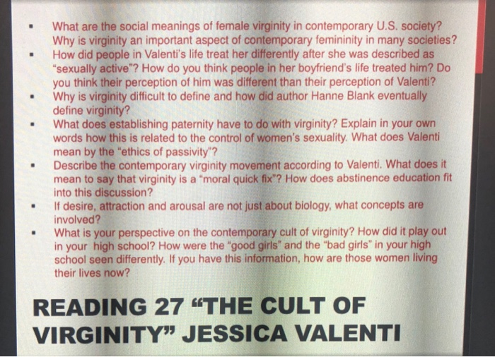 .What are the social meanings of female virginity in | Chegg.com
