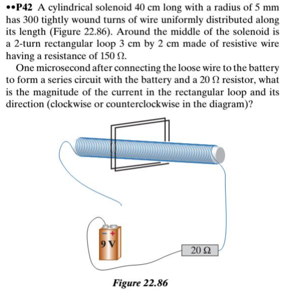 Solved ••P42 A cylindrical solenoid 40 cm long with a radius | Chegg.com