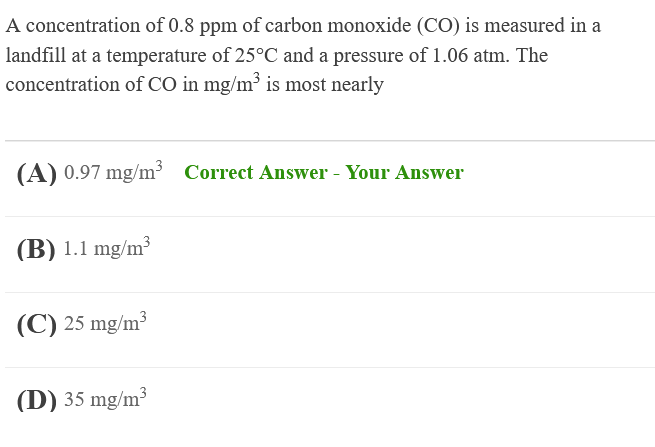 Solved A concentration of 0.8 ppm of carbon monoxide (CO) is | Chegg.com