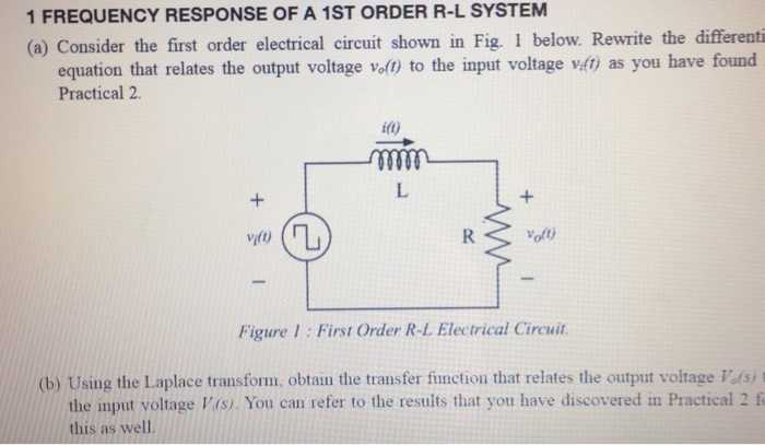 Solved 1 FREQUENCY RESPONSE OF A 1ST ORDER R-L SYSTEM (a) | Chegg.com