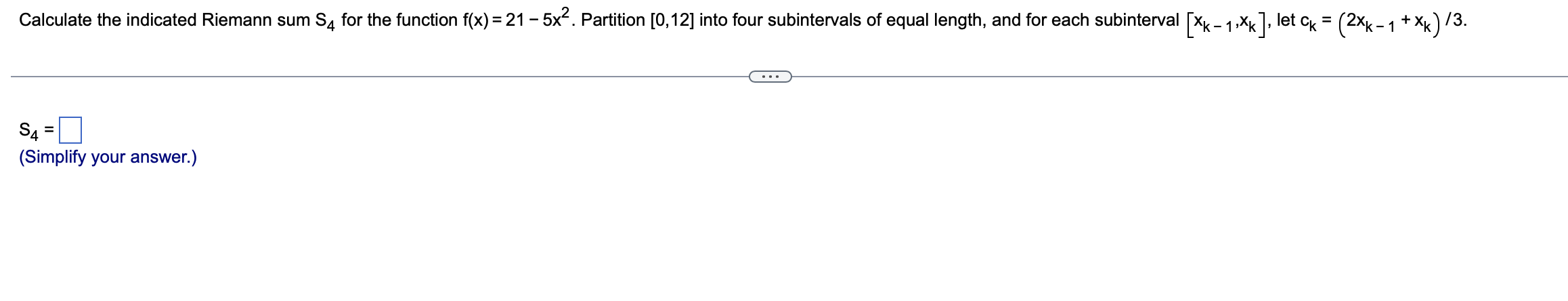 Solved Calculate the indicated Riemann sum S4 for the | Chegg.com