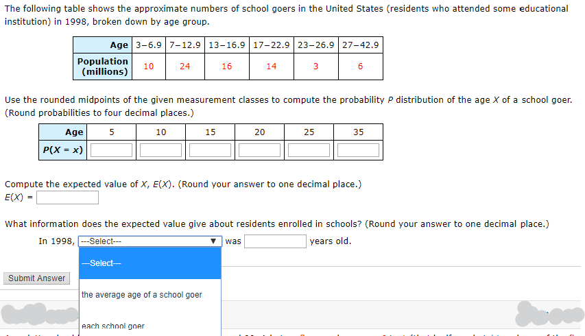 Solved The following table shows the approximate numbers of | Chegg.com