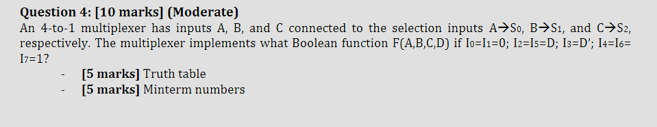 Solved Question 4: [10 ﻿marks] (Moderate)An 4-to-1 | Chegg.com