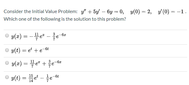 Solved Consider the Initial Value Problem: y" 5y/ -6y y(0) | Chegg.com