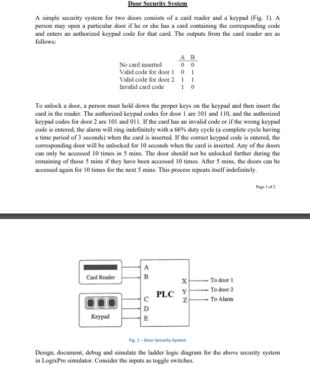 Door Security SystemA simple security system for two | Chegg.com
