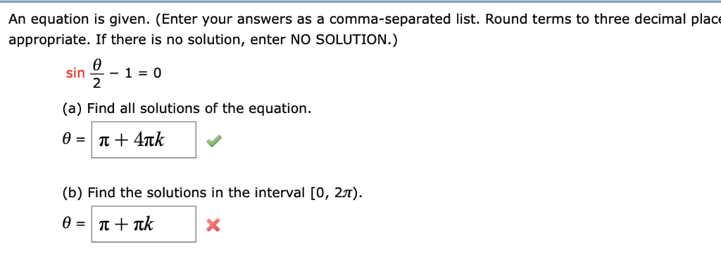 Solved An equation is given. (Enter your answers as a | Chegg.com