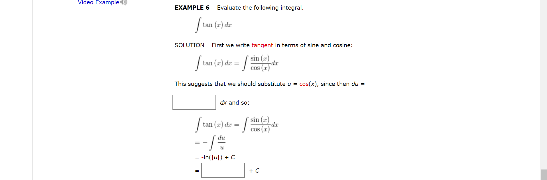 Solved Video Example) EXAMPLE 6 Evaluate the following | Chegg.com