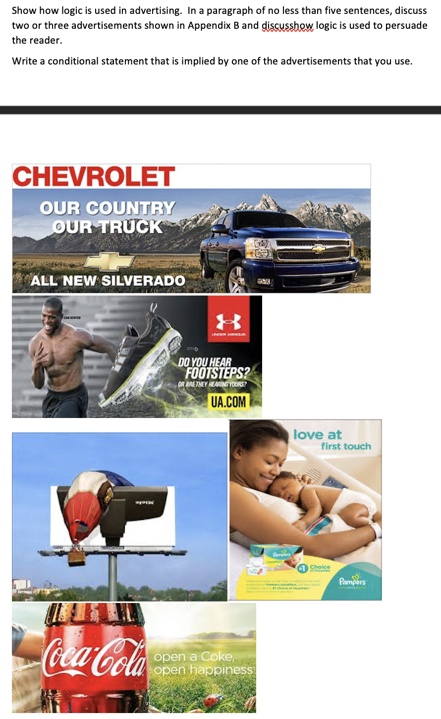 Solved 8)(10 ﻿points)Show how logic is used in advertising. | Chegg.com