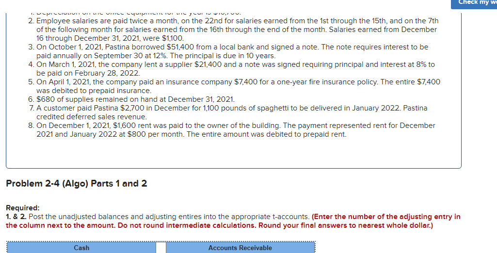 Solved Required information Problem 2-4 (Algo) Accounting | Chegg.com
