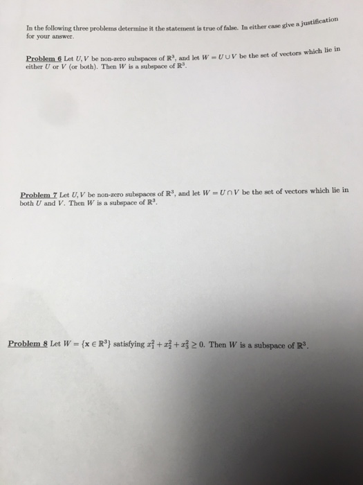 Solved In the following three problems determine it the | Chegg.com