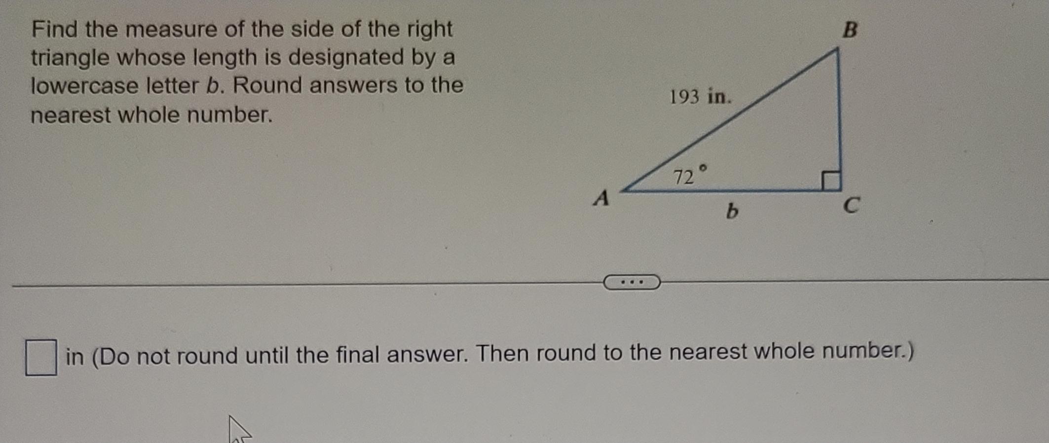 Solved Find the measure of the side of the right triangle | Chegg.com