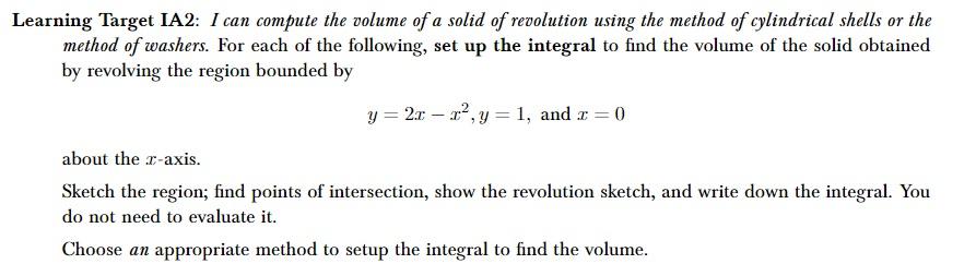 Solved Learning Target IA2: I can compute the volume of a | Chegg.com
