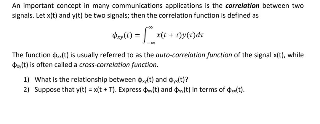 Solved An important concept in many communications | Chegg.com