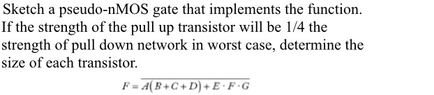 Solved Sketch a pseudo-nMOS gate that implements the | Chegg.com