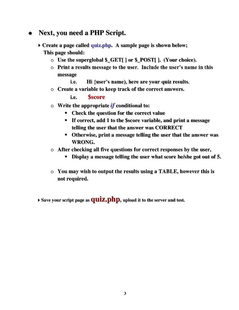 Solved Topic: "Online PHP QUIZ" - SUPER CHALLENGE ASSIGNMENT | Chegg.com