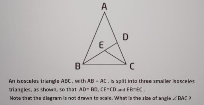 Solved А D E В C An isosceles triangle ABC, with AB = AC, is | Chegg.com