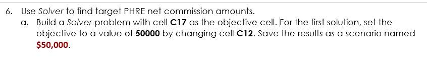 Solved 6. Use Solver to find target PHRE net commission | Chegg.com